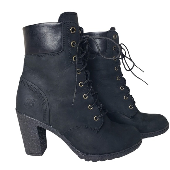 Timberland | Shoes | Timberland Glancy 3 Heeled Black Leather Boots ...